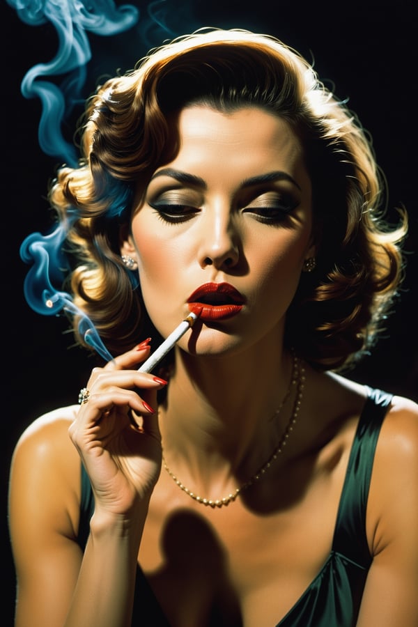 woman smoking | image created by doorskim | Tensor.Art
