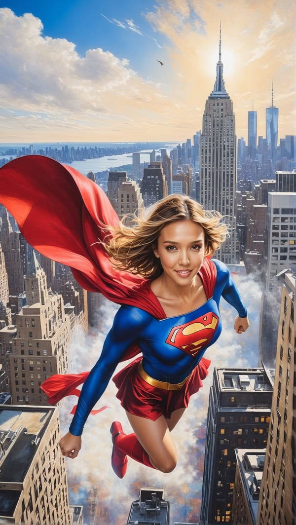Plot:a beautiful Supergirl fly | image created by EclipseKww | Tensor.Art
