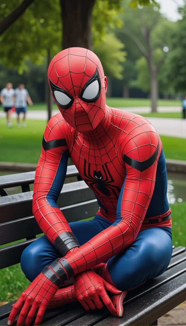 Spidey in a park [3] | image created by EclipseKww | Tensor.Art