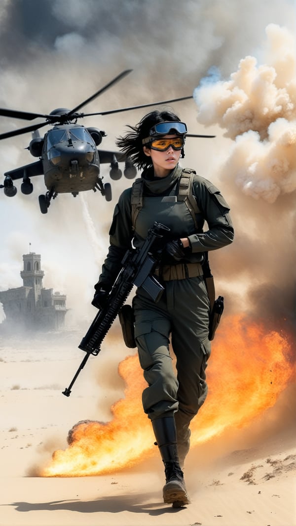 girl soldier at battle field | image created by EclipseKww | Tensor.Art
