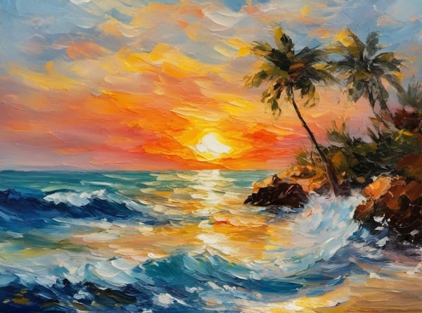 Sea shoar, wave, oilpainting | image created by Bg painting | Tensor.Art