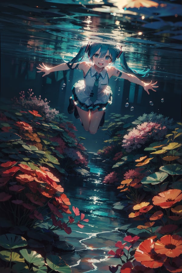 1girl,hatsune miku,smile, swim | image created by Imot | Tensor.Art