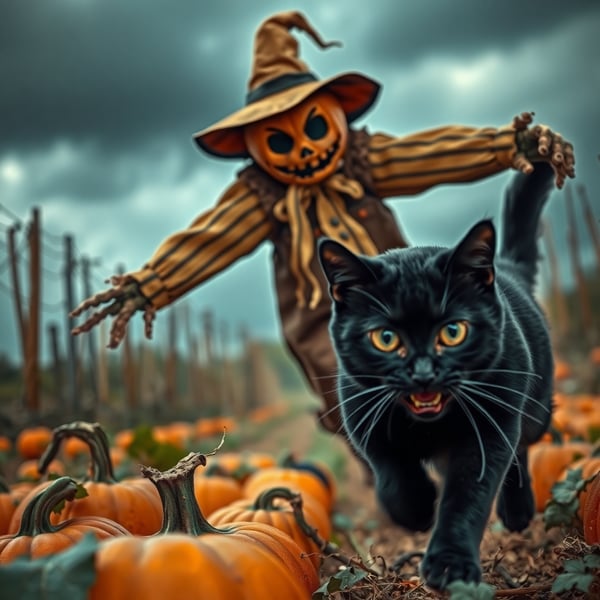 Horror Scarecrow, chasing a bl | image created by Thỏ 🐰 | Tensor.Art