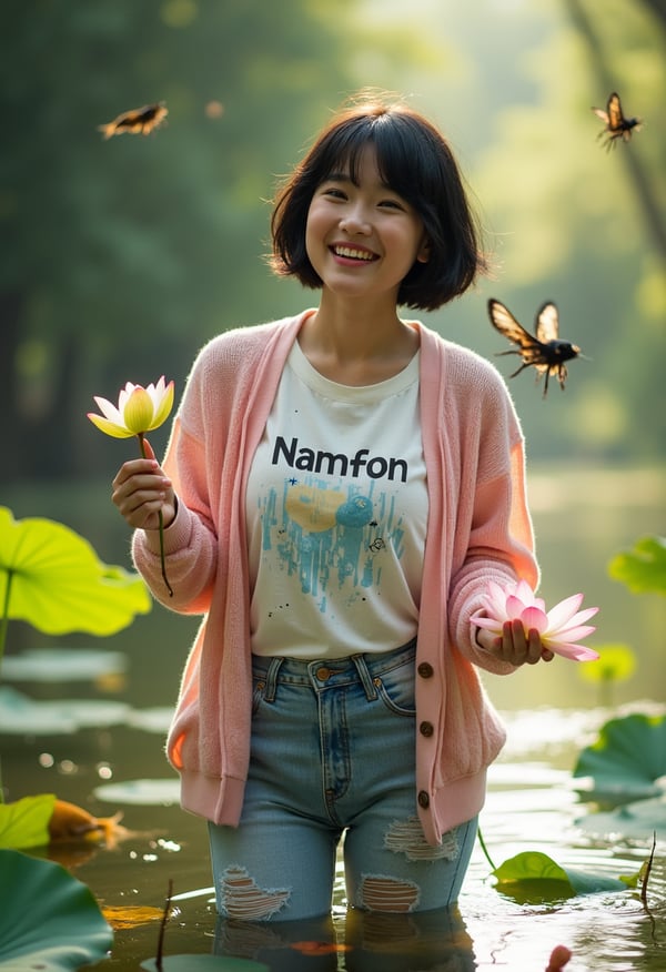 lotus flowers smile | image created by Namfon | Tensor.Art