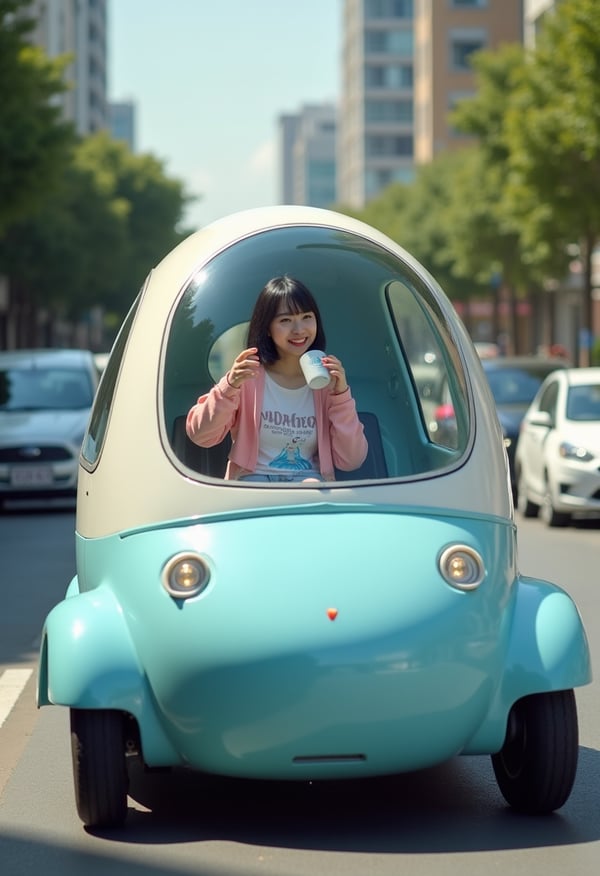 cute girl and futuristic car | image created by Namfon | Tensor.Art