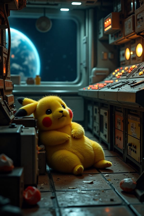 Pikachu, relaxing in a space s | image created by user_Pejotl2607 ...