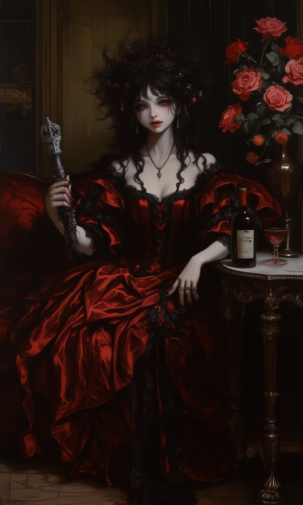 In a dimly lit palace room, a | image created by user_Pejotl2607 ...