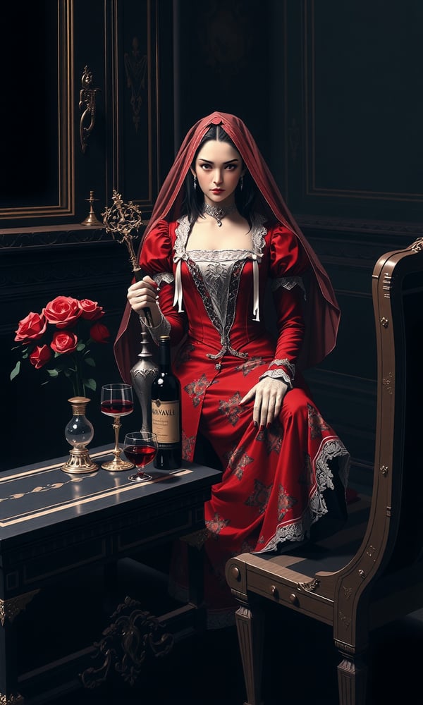 In a dimly lit palace room, a | image created by user_Pejotl2607 ...