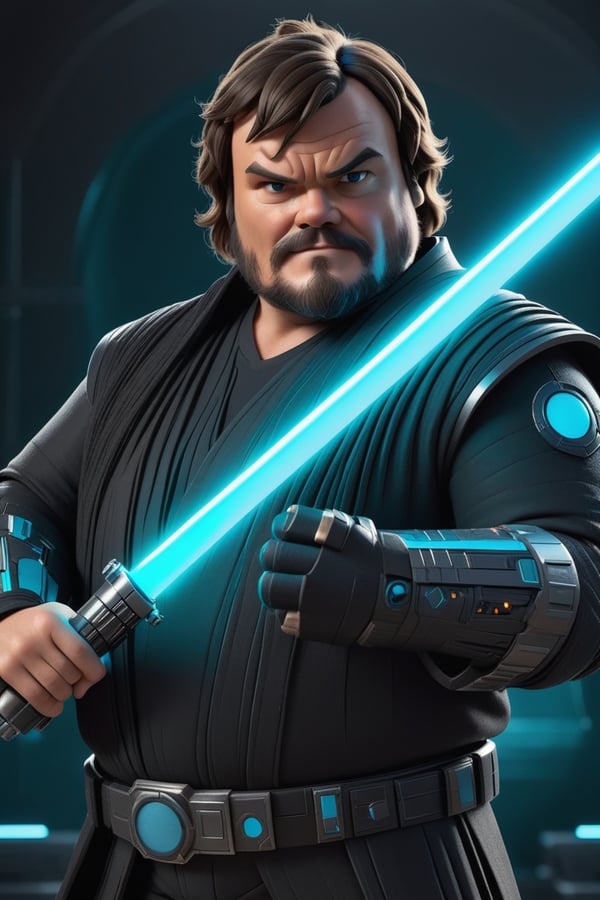 Jack Black is a Jedi. | image created by Akunnhe | Tensor.Art
