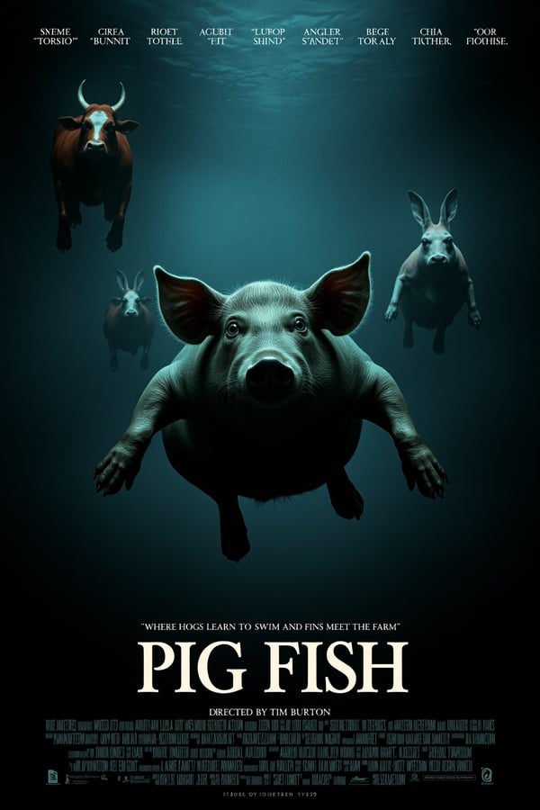 Parody movie poster for "Pig F | image created by NoMansLander | Tensor.Art