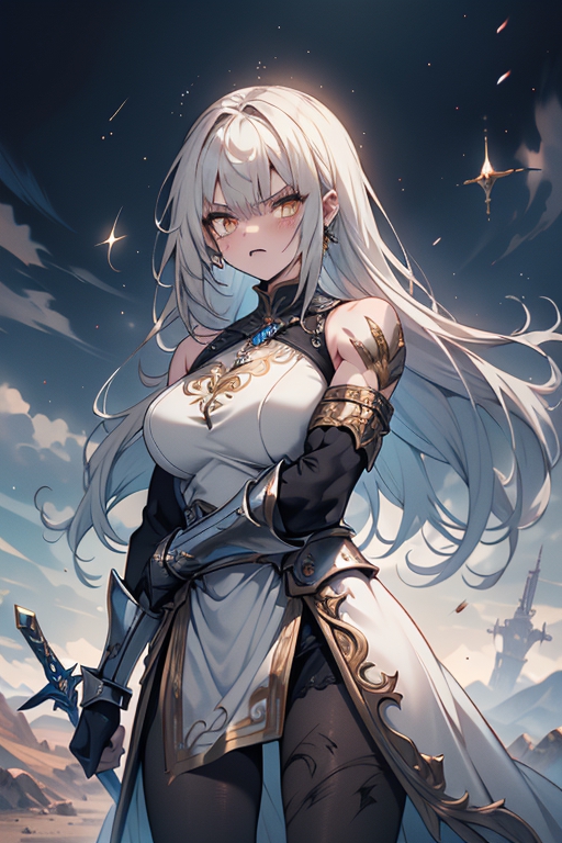 blonde, golden eyes, angry loo | image created by Endelot | Tensor.Art