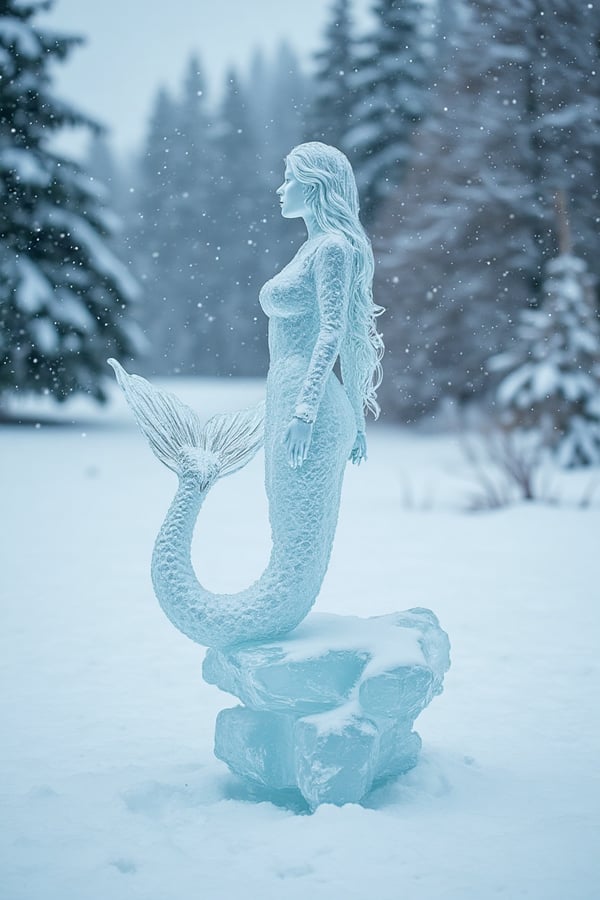 Ice Sculpture of a female merm | image created by user ...