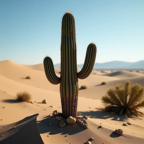 In the desert, a lone cactus s | image created by user ...