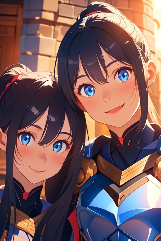 generate two girls, ponytail, | image created by Daydreaming Studio ...