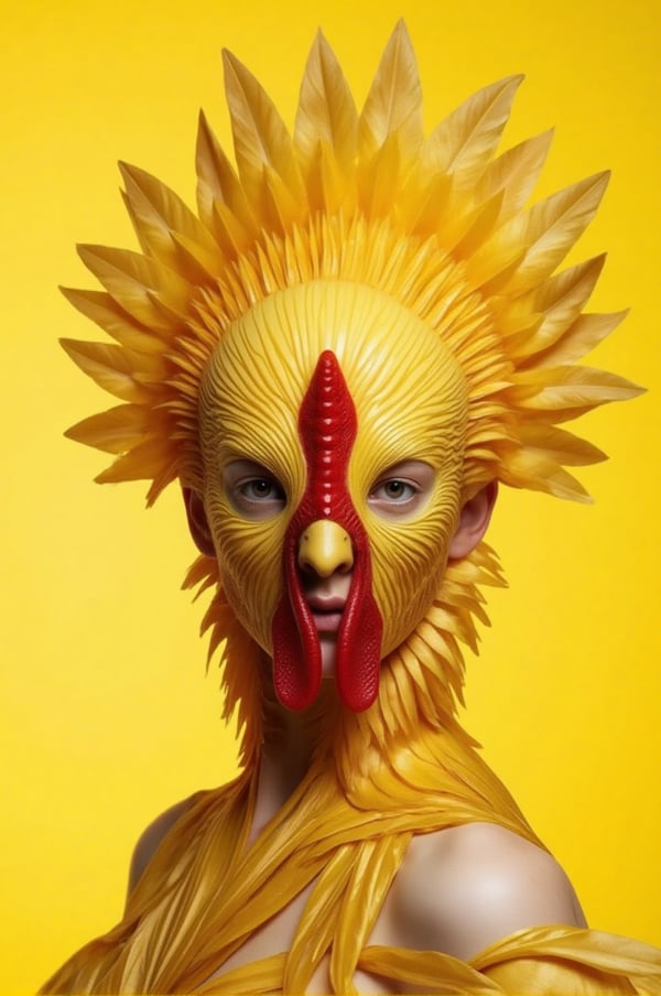 woman have yellow rooster face | image created by CREATE_to_CREATE ...