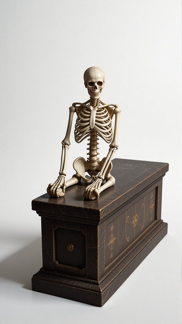 A lone skeleton sits atop a wo | image created by Azzeccaza | Tensor.Art