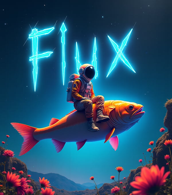 Astronaut ride fish | image created by SkyPop | Tensor.Art