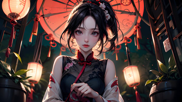 ((A girl wearing a Chinese Gho | image created by MHL | Tensor.Art