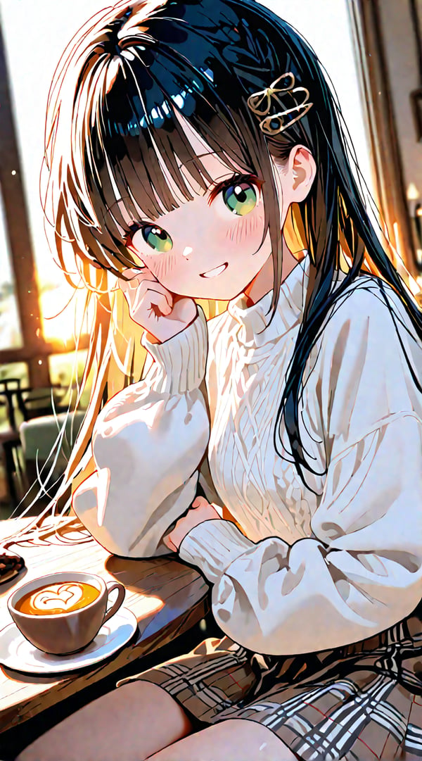 Smiling, Dutch angle, sitting, | image created by KEI | Tensor.Art