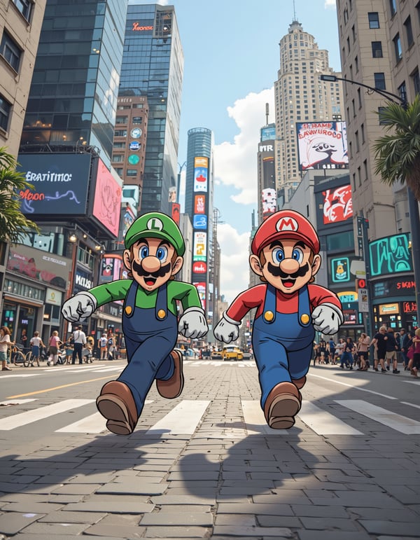 Luigi and Mario in the city | image created by Juanitouser ...