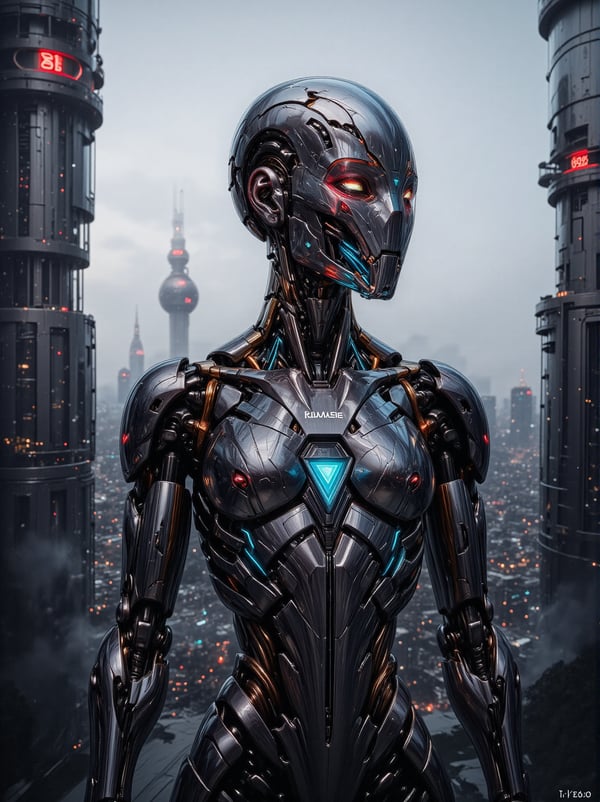 A high-tech humanoid robot wit | image created by mon_mon | Tensor.Art