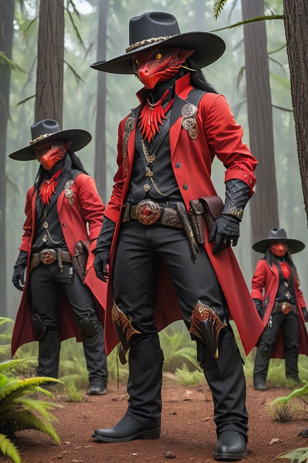 a group of humanoid red dragon | image created by blackroze | Tensor.Art