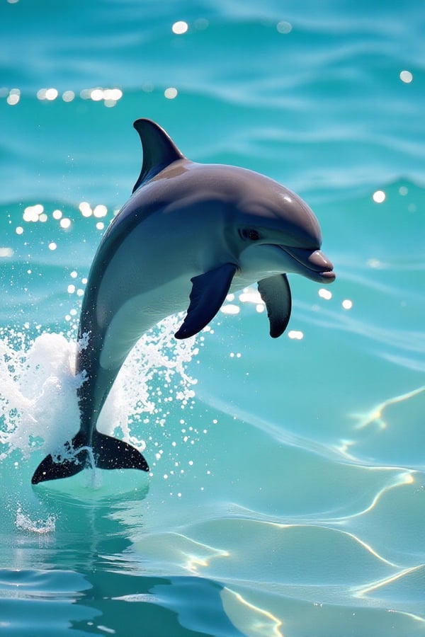 A playful dolphin leaping from | image created by bspc | Tensor.Art