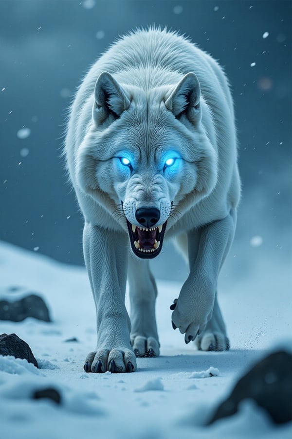 A terrifying massive white wol | image created by bspc | Tensor.Art