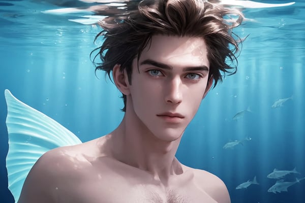 A 16-year-old mermaid boy, upp | image created by Mnsd101tw | Tensor.Art