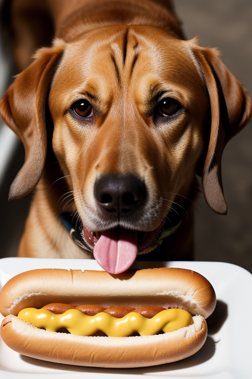 dog eating hot dog | image created by technosloth | Tensor.Art