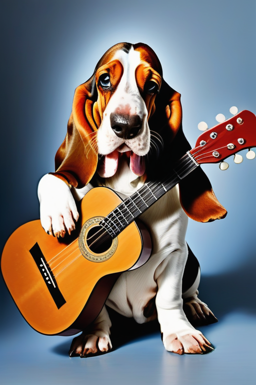 basset hound playing guitar | image created by technosloth | Tensor.Art