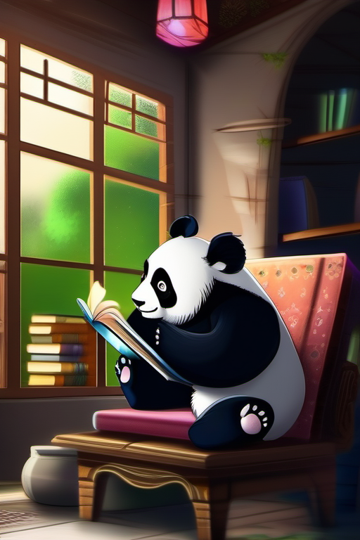 panda reading a book | image created by technosloth | Tensor.Art