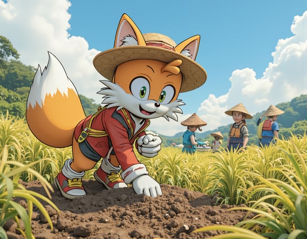 Tails getting his paws dirty i | image created by FoxyFluffs | Tensor.Art