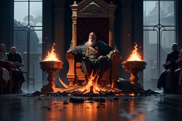 His throne was flaming with f | image created by johnychimpo | Tensor.Art