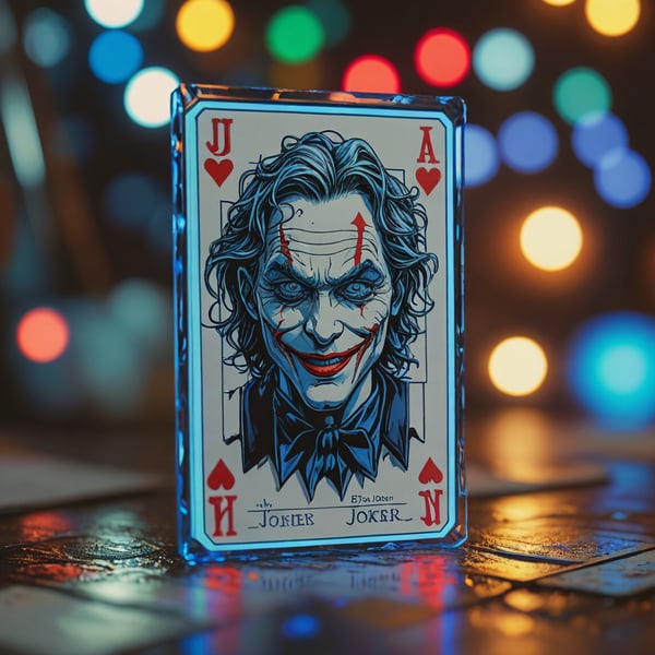 BLUE neon JOKER CARD, transpar | image created by Manuela | Tensor.Art