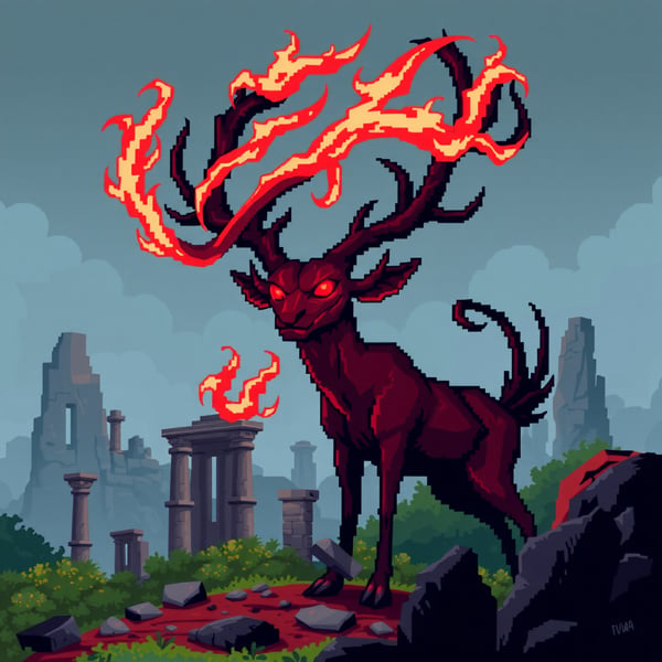 A demonic deer's eyes glo - Free AI Image | Tensor.Art | Tensor.Art