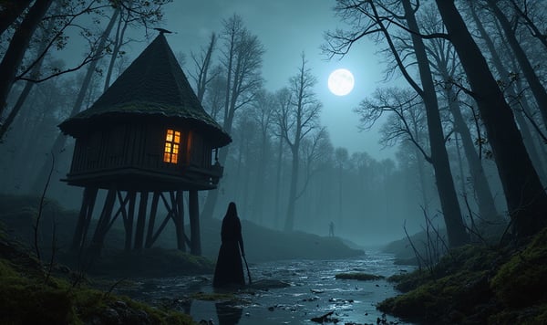 Witch house in the forest | image created by Shmuuuuuuler | Tensor.Art