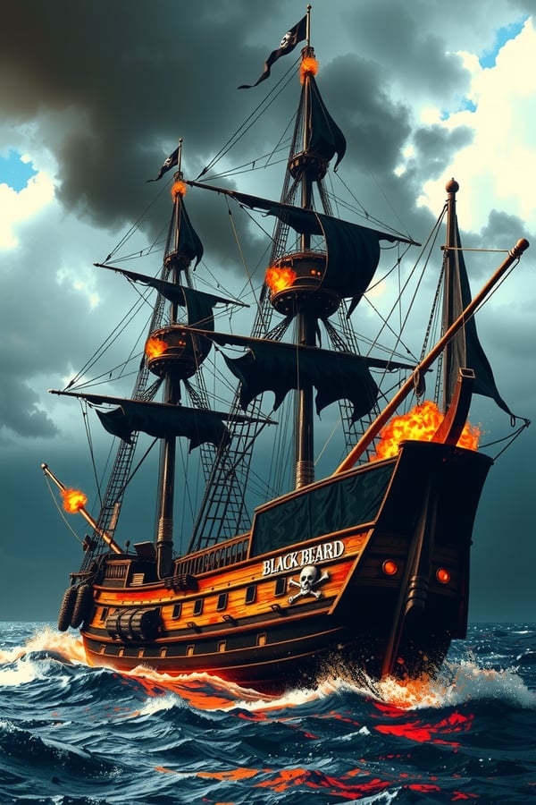 lack Beard's ship, its sails t | image created by TALON | Tensor.Art
