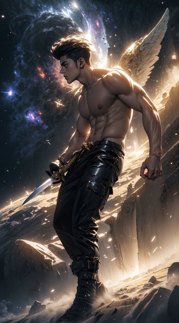 Male angels fighting in the ga | image created by Golf | Tensor.Art