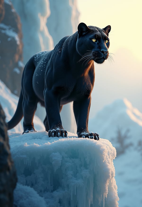 animals in winter panther | image created by Mikl_Art_1313 | Tensor.Art
