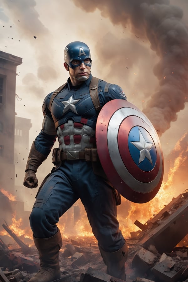 Captain America stands in the | image created by def12 | Tensor.Art