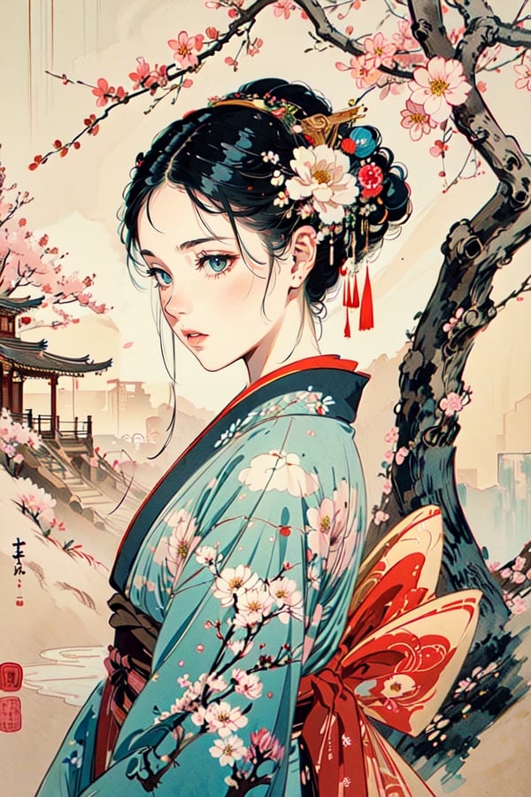 A girl, wearing kimono, Japane | image created by 澄 | Tensor.Art