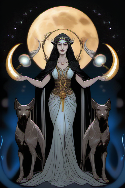 Goddess Hekate, three faces,re | image created by Liliya K9 | Tensor.Art