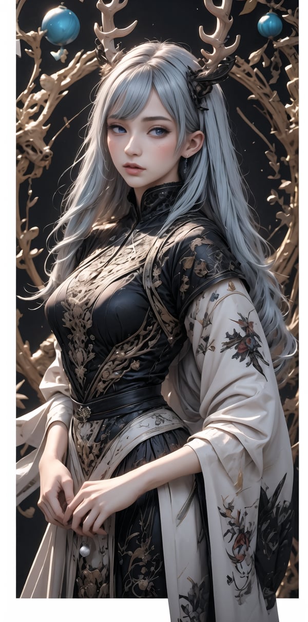 albino demon girl, (Long deer | image created by freedom | Tensor.Art