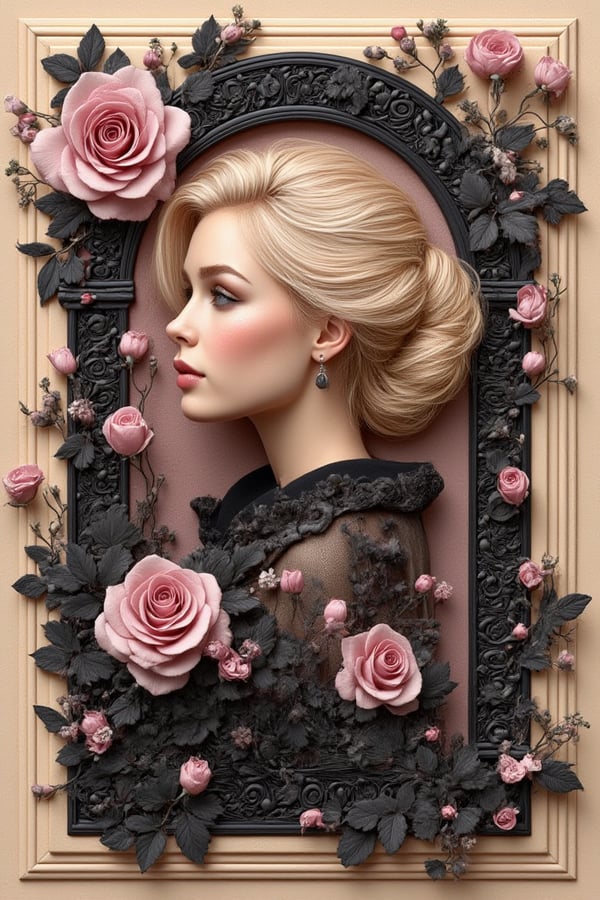 Framed Potrait of A Lady Embos | image created by MyraReed | Tensor.Art