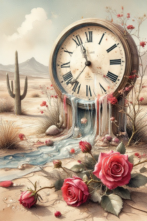 Surreal Digital Clock | image created by MyraReed | Tensor.Art
