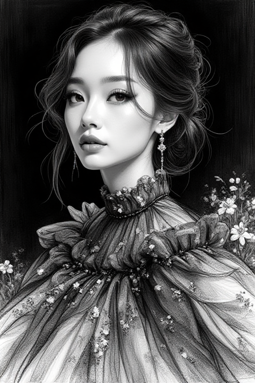 Portrait in BnW | image created by MyraReed | Tensor.Art