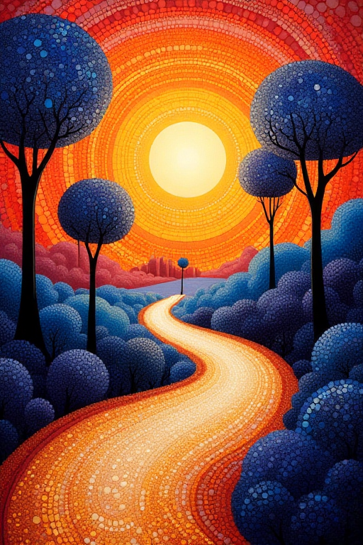 Dot Art -Landscape | image created by MyraReed | Tensor.Art