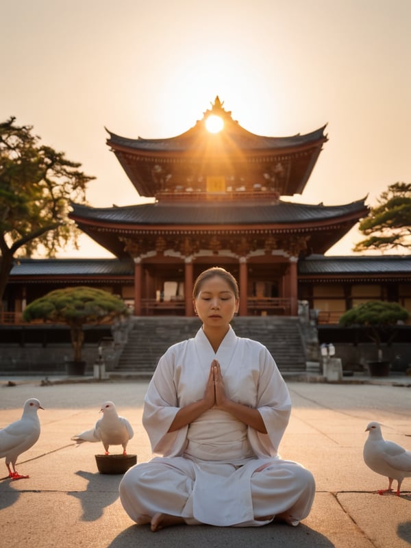 Japanese temple, female monk, | image created by user ...