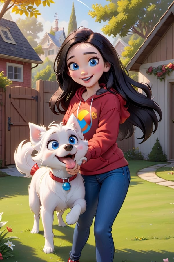 A girl with her pet dog. | image created by Nikki | Tensor.Art